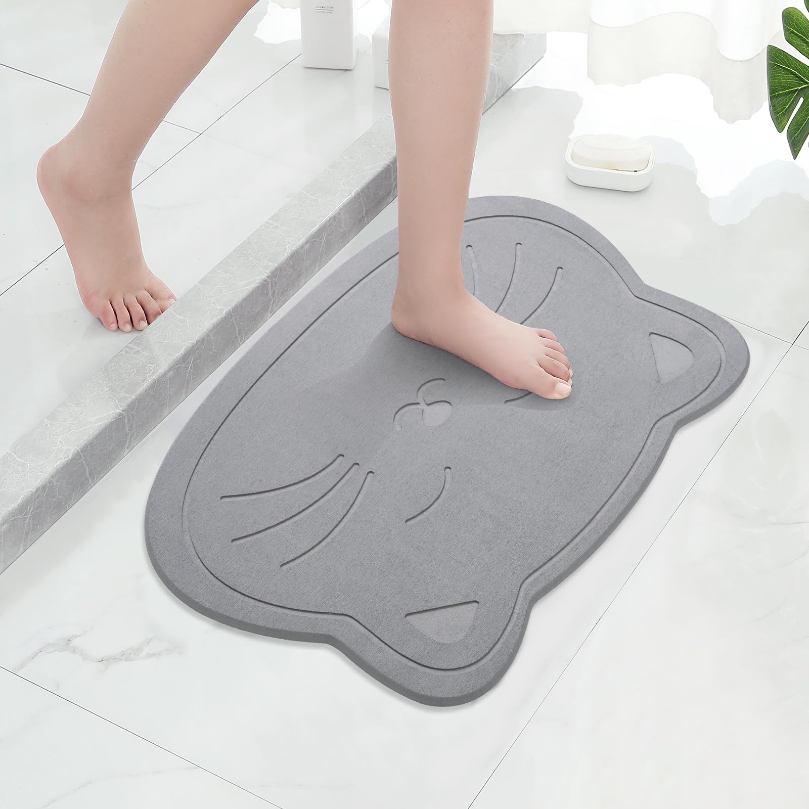 ChieFinch Diatomite Stone Bath Mat for Bathroom, Non-Slip Quick Dry Stone Shower Mats, Super Absorbent Diatomaceous Earth Bath Mat Stone, Suitable for Bathroom, Kitchen, Counter, 23.6" X 15.4"