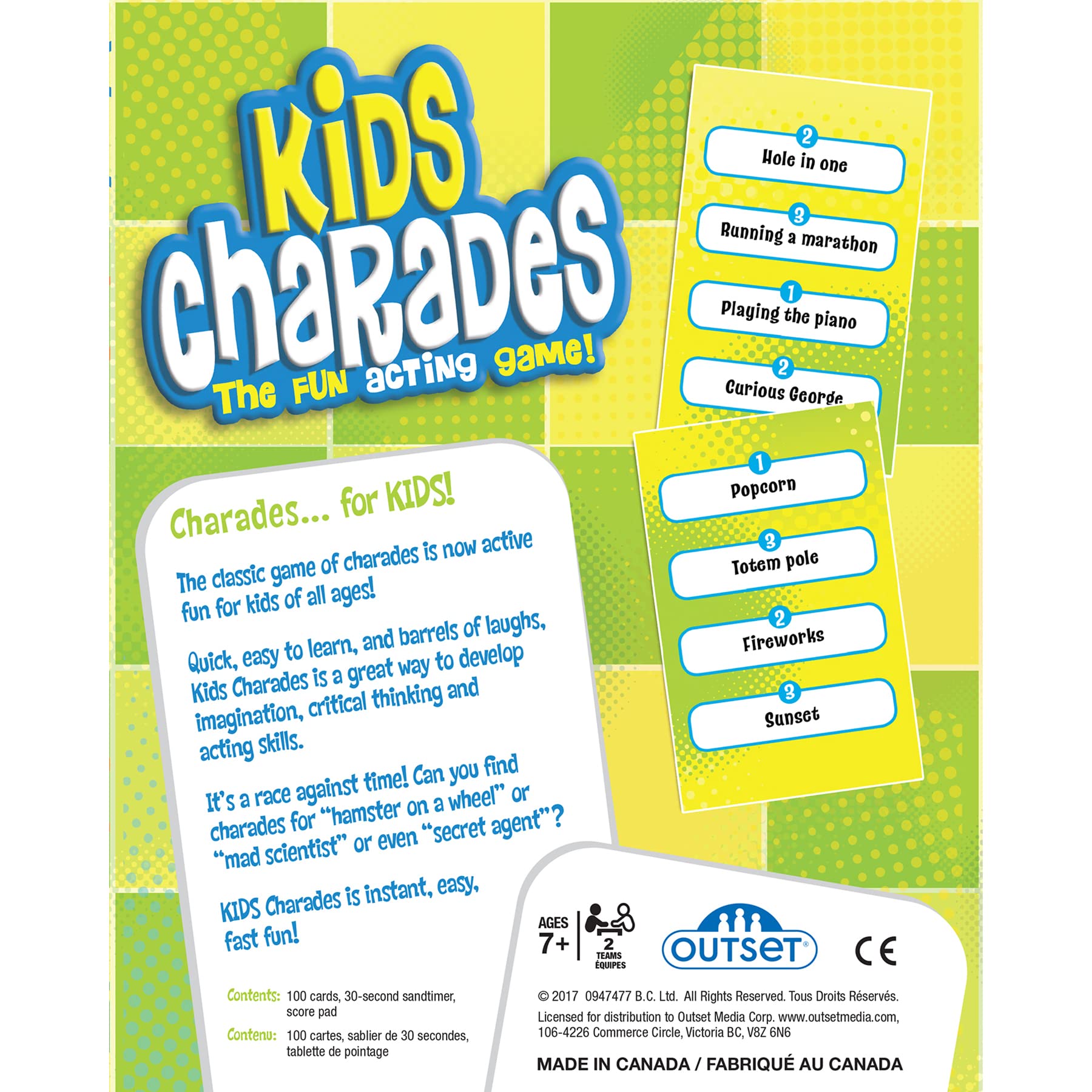 Outset Media Outset Kids Charades - Children's Game - Family Game - Features 300 Charades - Develops Critical Thinking, Builds Imagination, and Supports Creativity - for 3 or More Players - Ages 7+