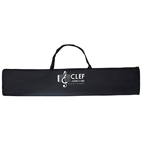 Clef Audio Labs Heavy Duty Speaker Stand - Adjustable 44-80" Height, Reinforced Tubing, Wide Tripod Base, Safety Pin, Mounting Bracket, Carrying Bag