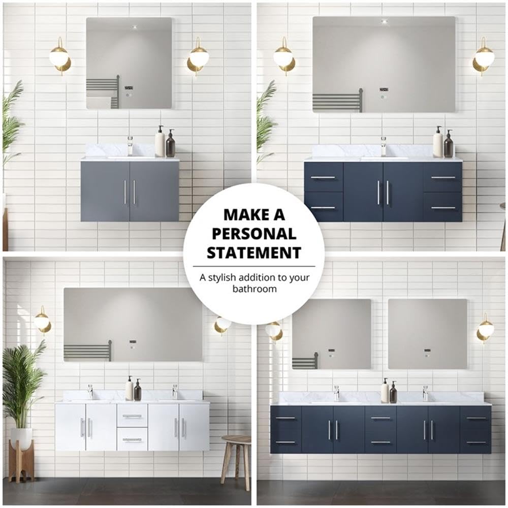Lexora Geneva 72 in. W x 22 in. D Navy Blue Double Bath Vanity and 30 in. LED Mirrors