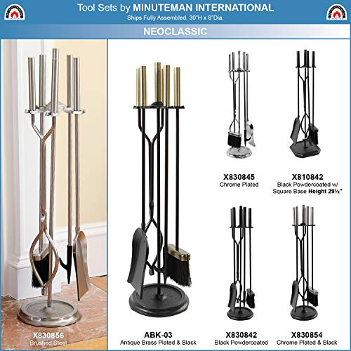 Minuteman International Neoclassic 5-piece Fireplace Tool Set, Black, Round Base