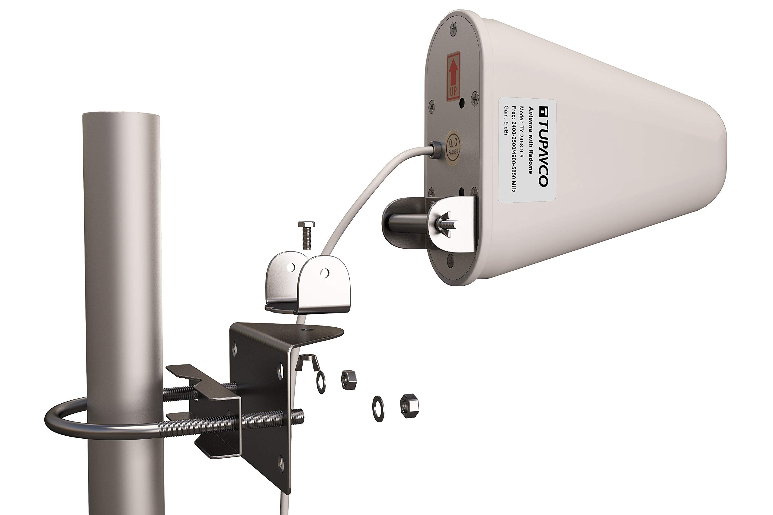 Tupavco DB541 WiFi Antenna Dual Band - (2.4GHz) and (5GHz/5.8GHz) 9DBI - Medium Range Directional (not-Yagi) Wireless LAN Network Antenna, White