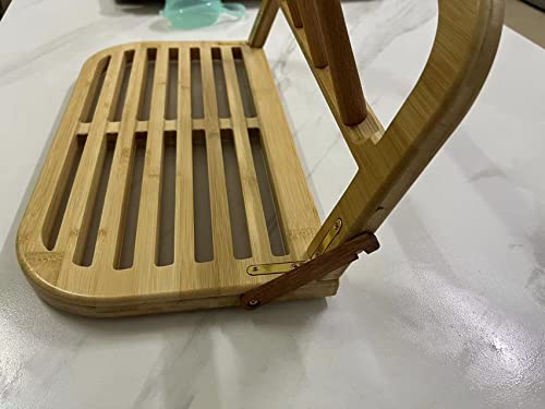 MEUHIIS Bamboo Baby Bottle Drying Rack Space Saving,Travel Baby Bottle Rack Dryer Holder Portable Countertop Bottle Dryer Rack Organizer,Bamboo Drying Rack for Bottles,Cups,Pacifiers and Accessories