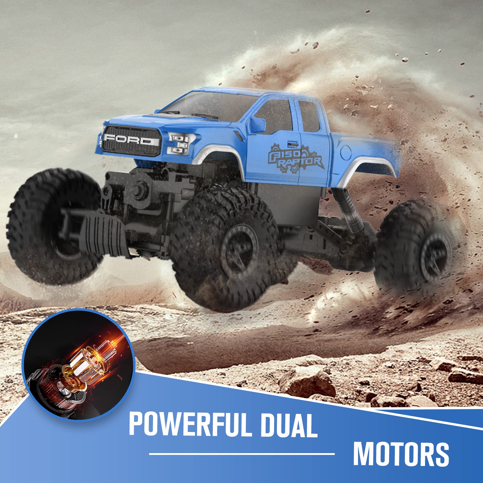 DOUBLE E Remote Control Truck Toy with Real Lights RC Cars Toys Gift RC Truck for Kids