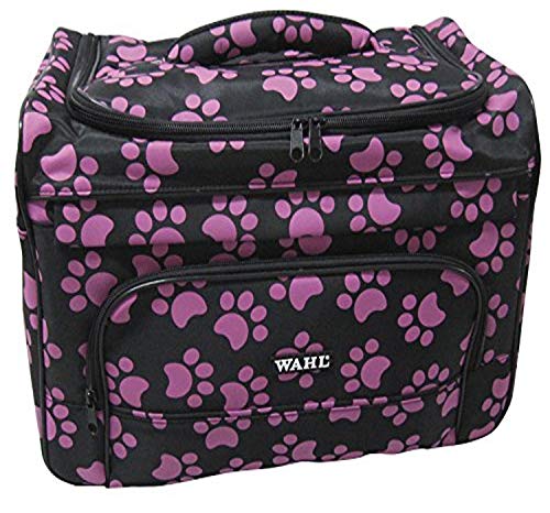 WAHL Professional Animal Travel Tote Bag with Zipper, Berry Paw Print Design (#97764-400), 9 Inches -Berry
