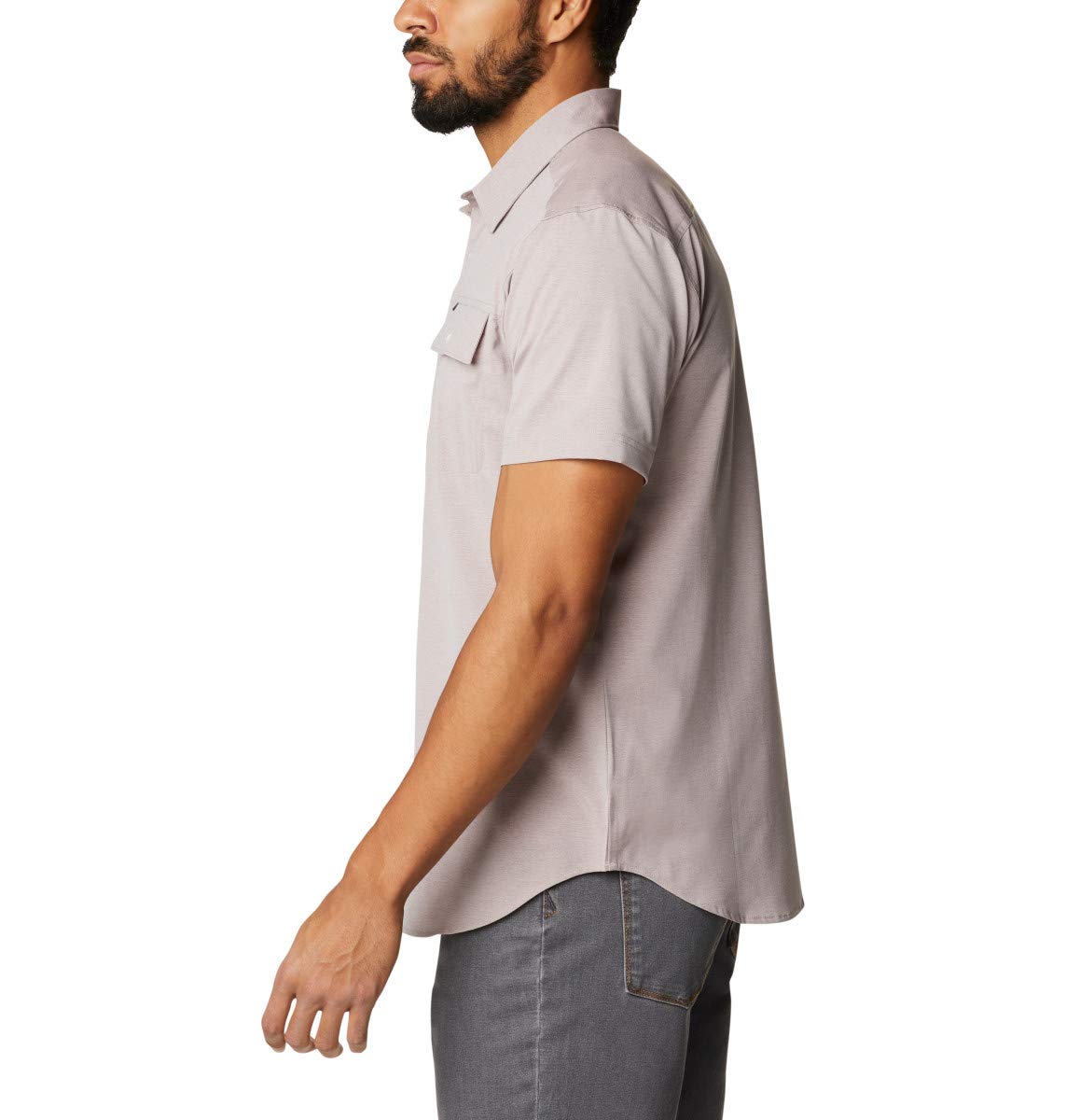 Columbia Men's Viewmont Stretch Short Sleeve, Mocha Heather, Large