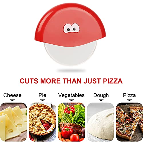 Pizza Cutter Wheel - 2 Pack Pizza Slicer Cutter,3 Inch Super Sharp Stainless Steel Blade with Protective Plastic Guard Cover and Easy To Clean (Red)