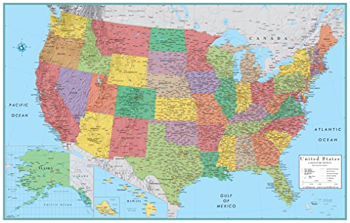 RMC 32" x 50" Signature United States USA and World Wall Map Set (Laminated)