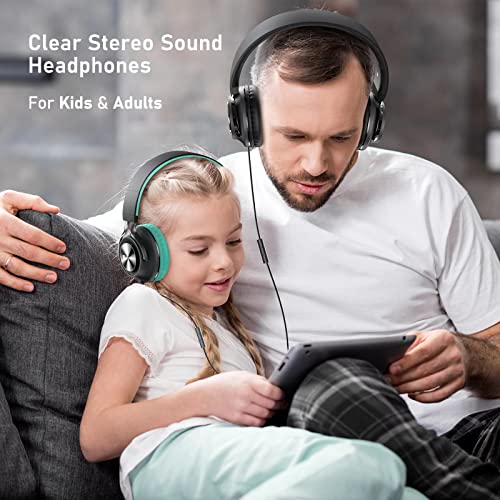 Mevoix On Ear Headphones with Microphone, Wired Headphones for Adults Teens Kids, Deep Bass, Memory Foam Earpads, Foldable Noise Isolating Wired Stereo Headphones for Computer Laptop Smartphone