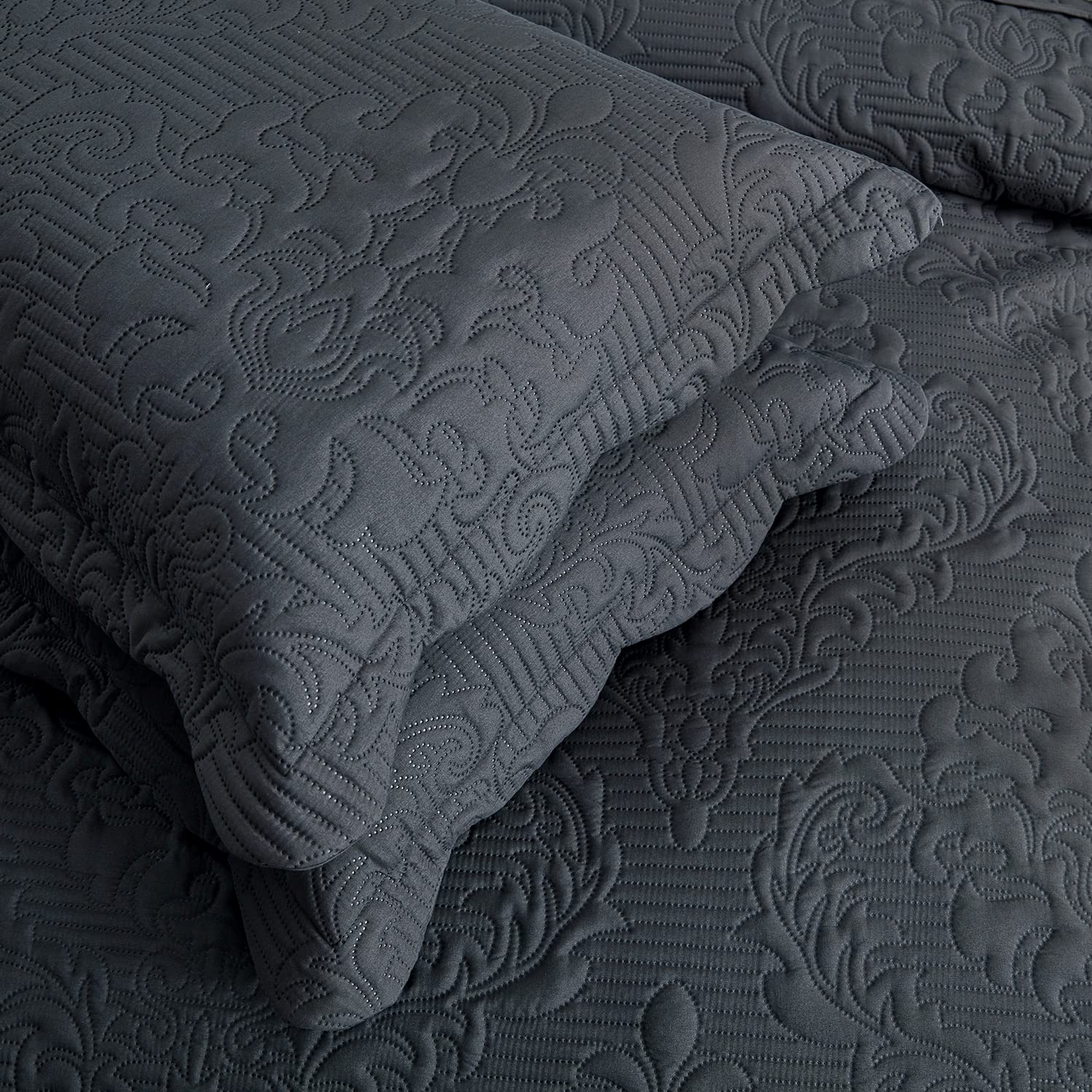 CHIXIN Oversized Bedspread Coverlet Set King Size (King, Light Grey) B08CB9123M
