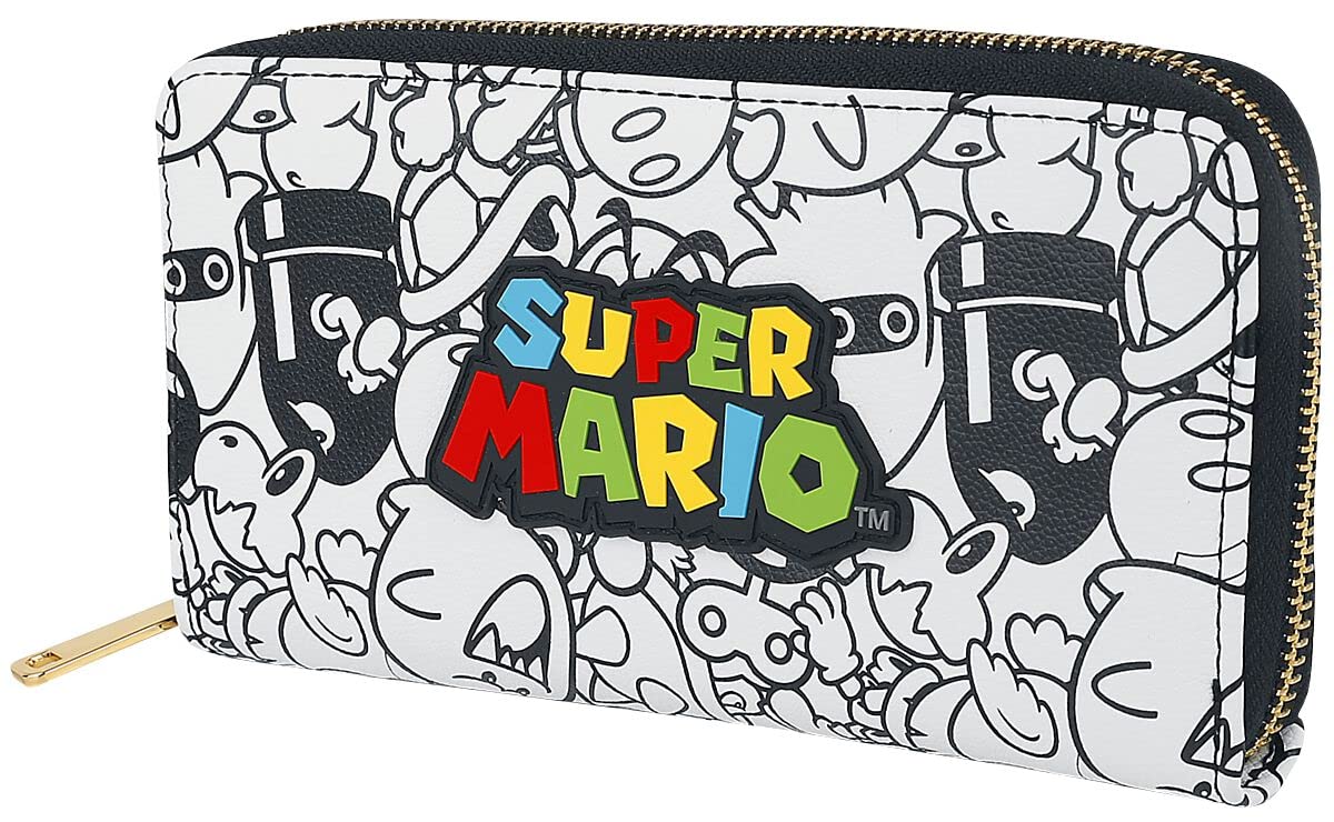 Nintendo Women's Super Mario Travel Accessory-Bi-Fold Wallet, White, std