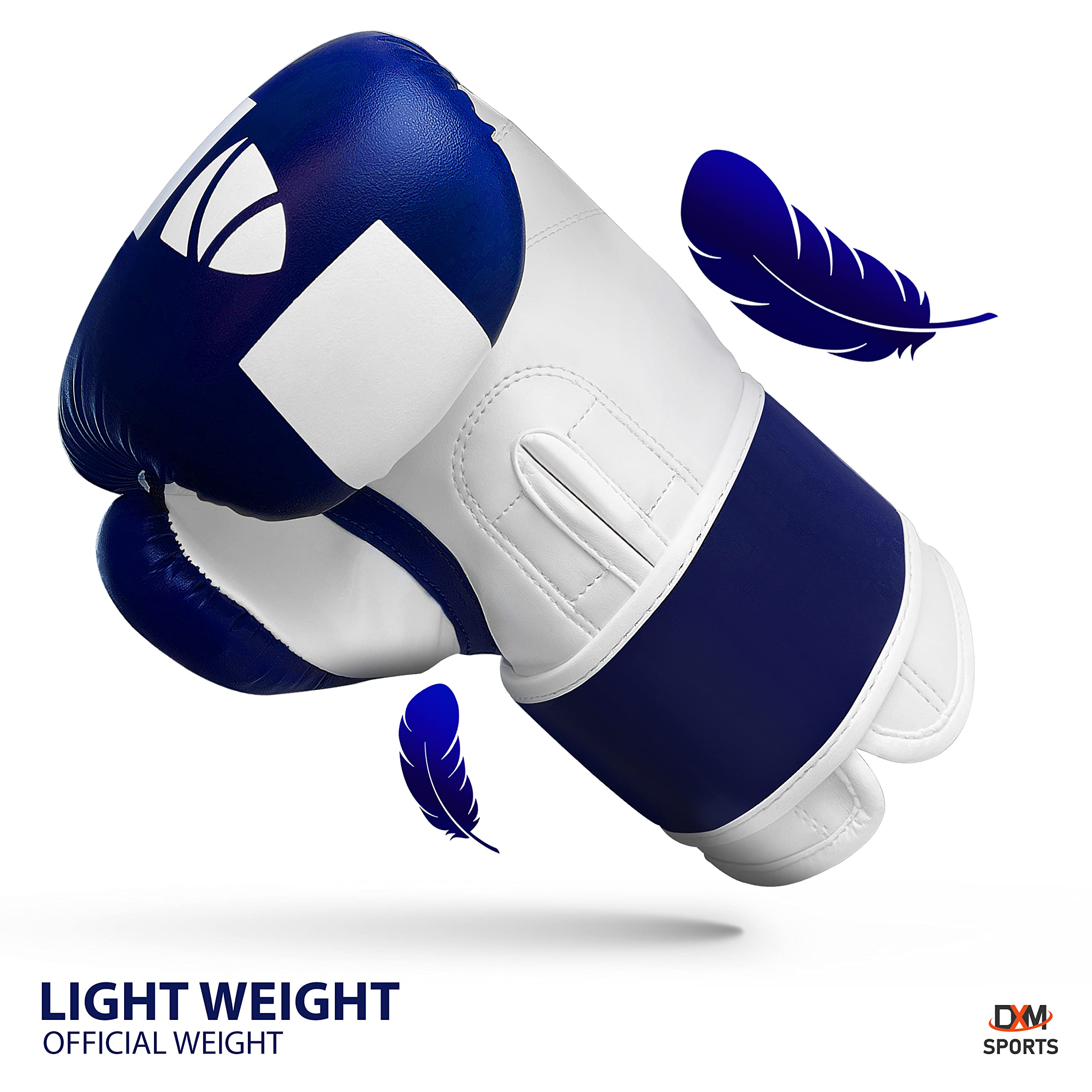 DXM SPORTS Boxing Gloves for Men & Women, Boxing Training Gloves Ideal for Heavy Punching Bag Workout Kickboxing, Muay Thai, MMA Blue & White, 8 oz