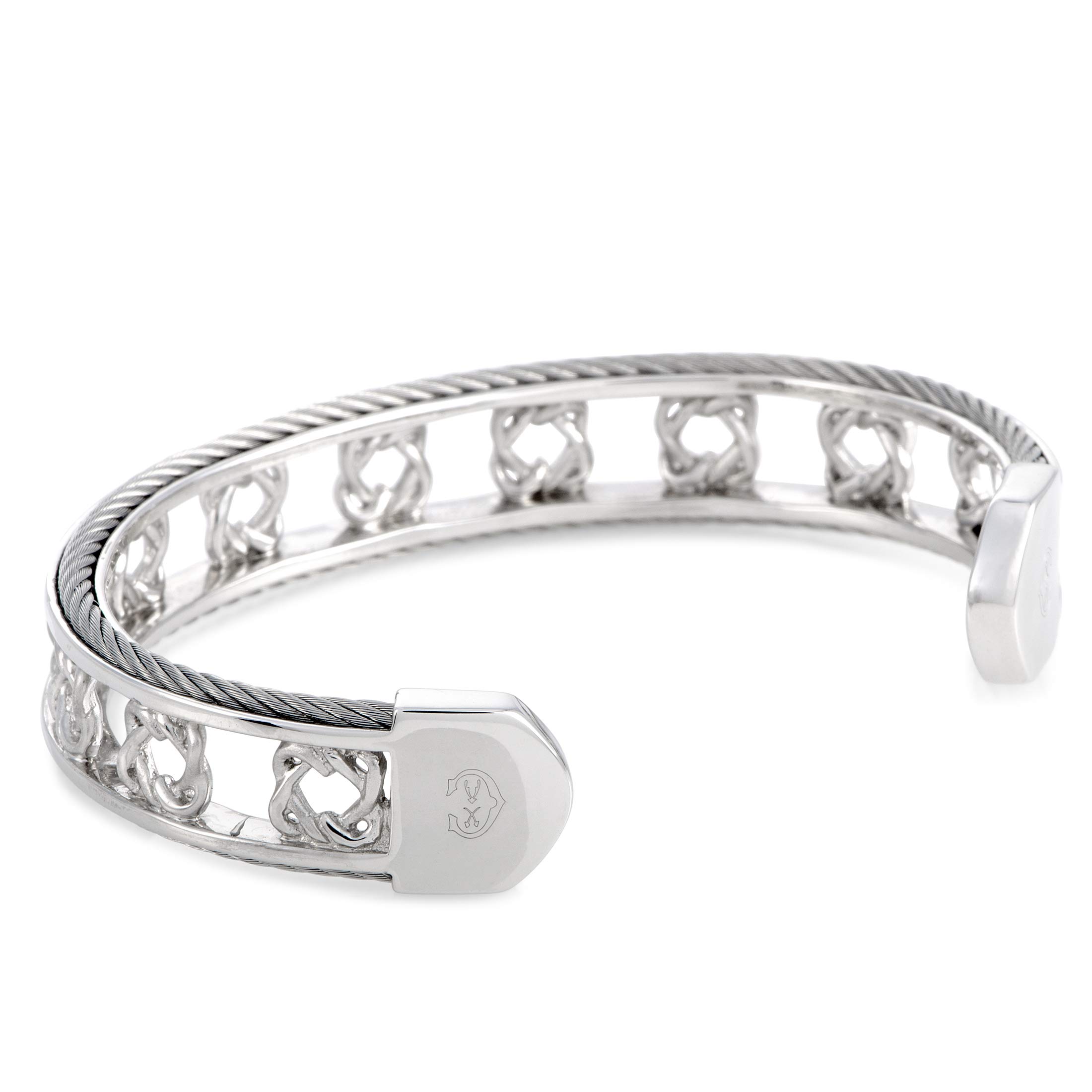 Charriol Heart to Heart Sterling Silver Bangle Bracelet Size Large