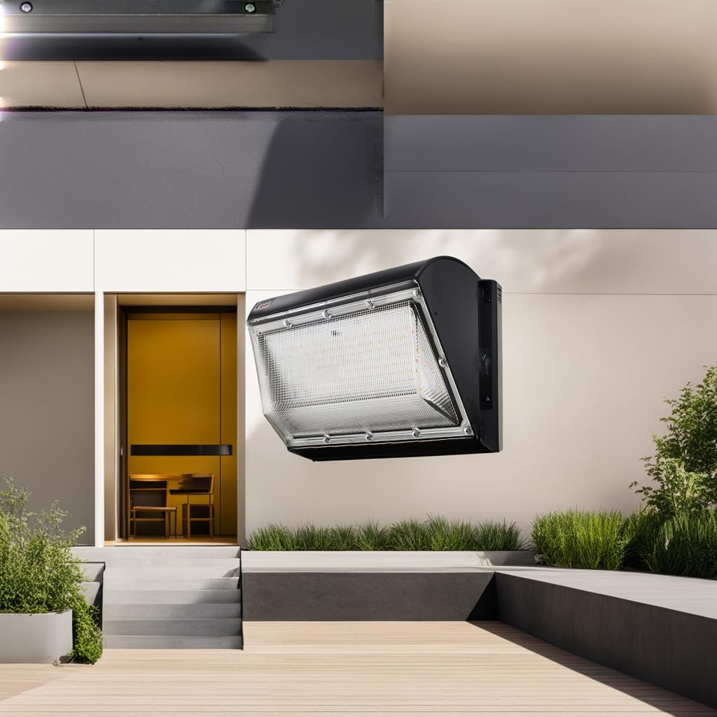 JACS 200W LED Wall Pack Light - 5000K IP65 Outdoor Lighting Fixture for Garage, Porch and Security - Dusk to Dawn Photocell Sensor, Exterior Wall Mount Flood Light, 2 Pack