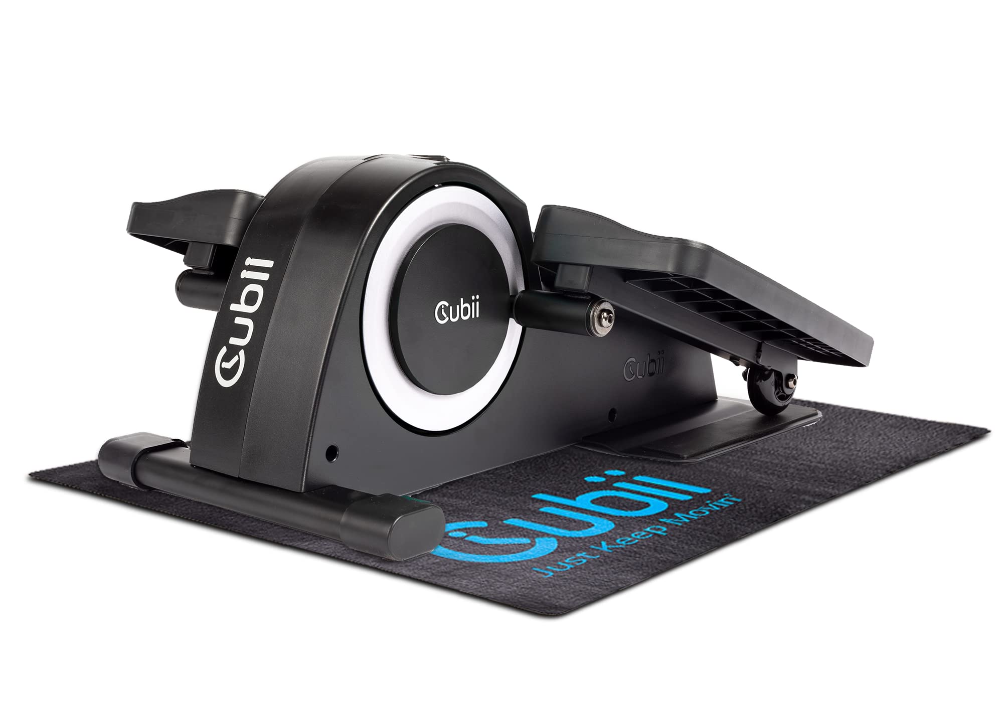 Cubii JR2, Under Desk Elliptical w/Mat Bundle, Bike Pedal Exerciser, Seated Elliptical, Work from Home Fitness, Mini Elliptical Machines for Home Use, Exerciser for Seniors, Desk Exercise, Silver