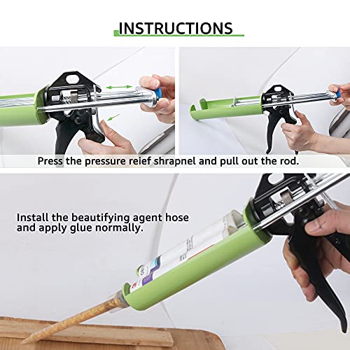 Epoxy Gun 200 mL/6.75 fl oz (2:1 Mix Ratio) Dual Component Adhesive Cartridge Applicator Manual, Panel Bond Gun for 08115-08116 (Vitality Green)
