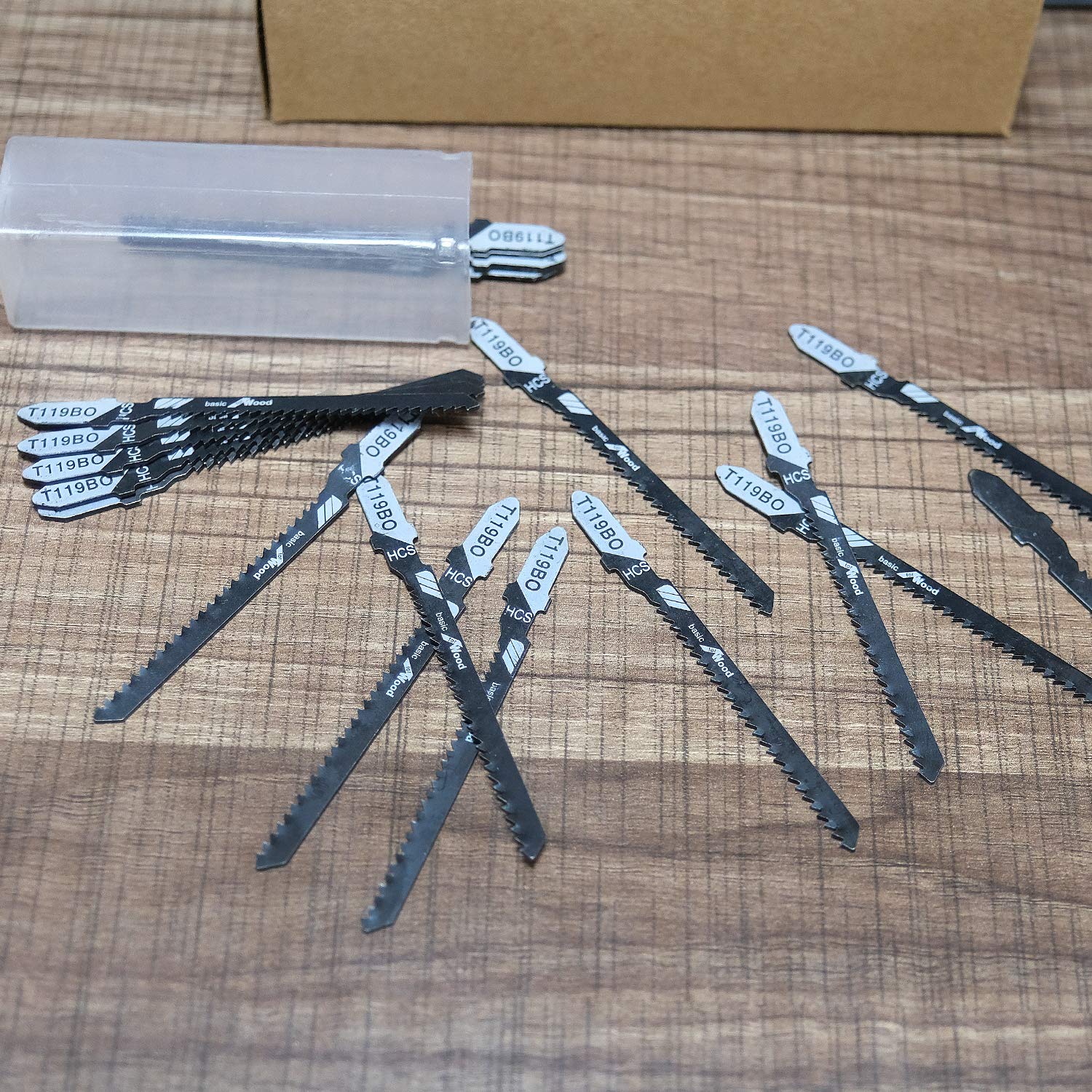 TAROSE 20-Piece T119BO 3 Inch 12 TPI Assorted T-Shank Scrolling Jig Saw Blades Set for Precision Cutting Wood