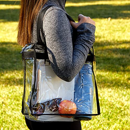 Juvale 2 Pack Clear Stadium Approved Tote Bags, 12x6x12 Large Transparent Totes with Zippers, Handles for Concerts, Sporting Events, Music Festivals, Work, School, Gym