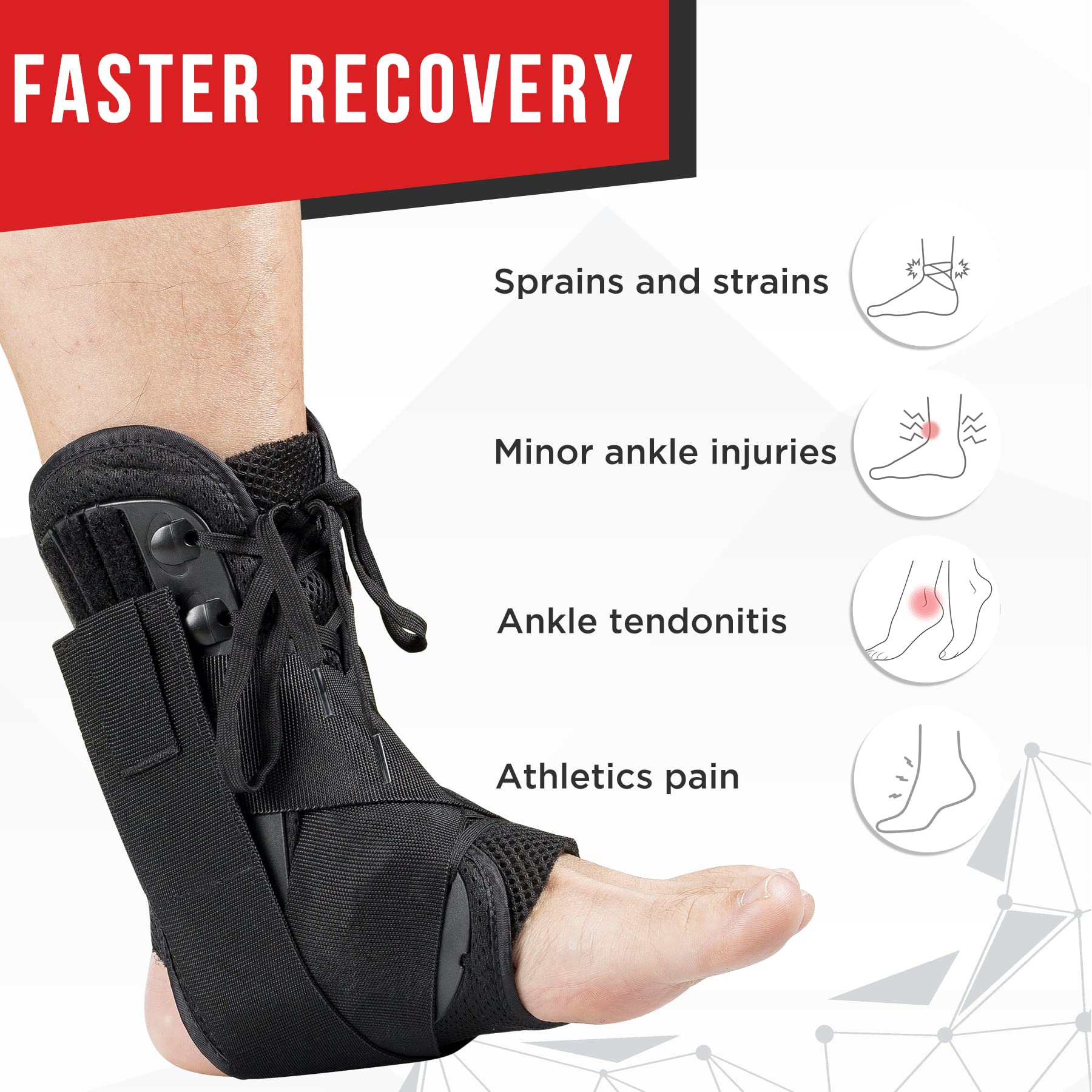 CURECARE Lace Up Ankle Brace for Women, New Upgraded Ankle Stabilizer Brace with Adjustable Ankle Wrap, Ankle Support for Men, Sprained Ankle, Injury Recovery, Achilles Tendonitis (Small)