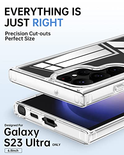 EJGNA for Samsung Galaxy S23 Ultra Phone Case, [20X Anti-yellowing] [Military-grade Drop Protection] for Galaxy S23 Ultra Case with S Pen Holder 5G 6.8", Hard PC Back+Flexible TPU Frame, Diamond Clear
