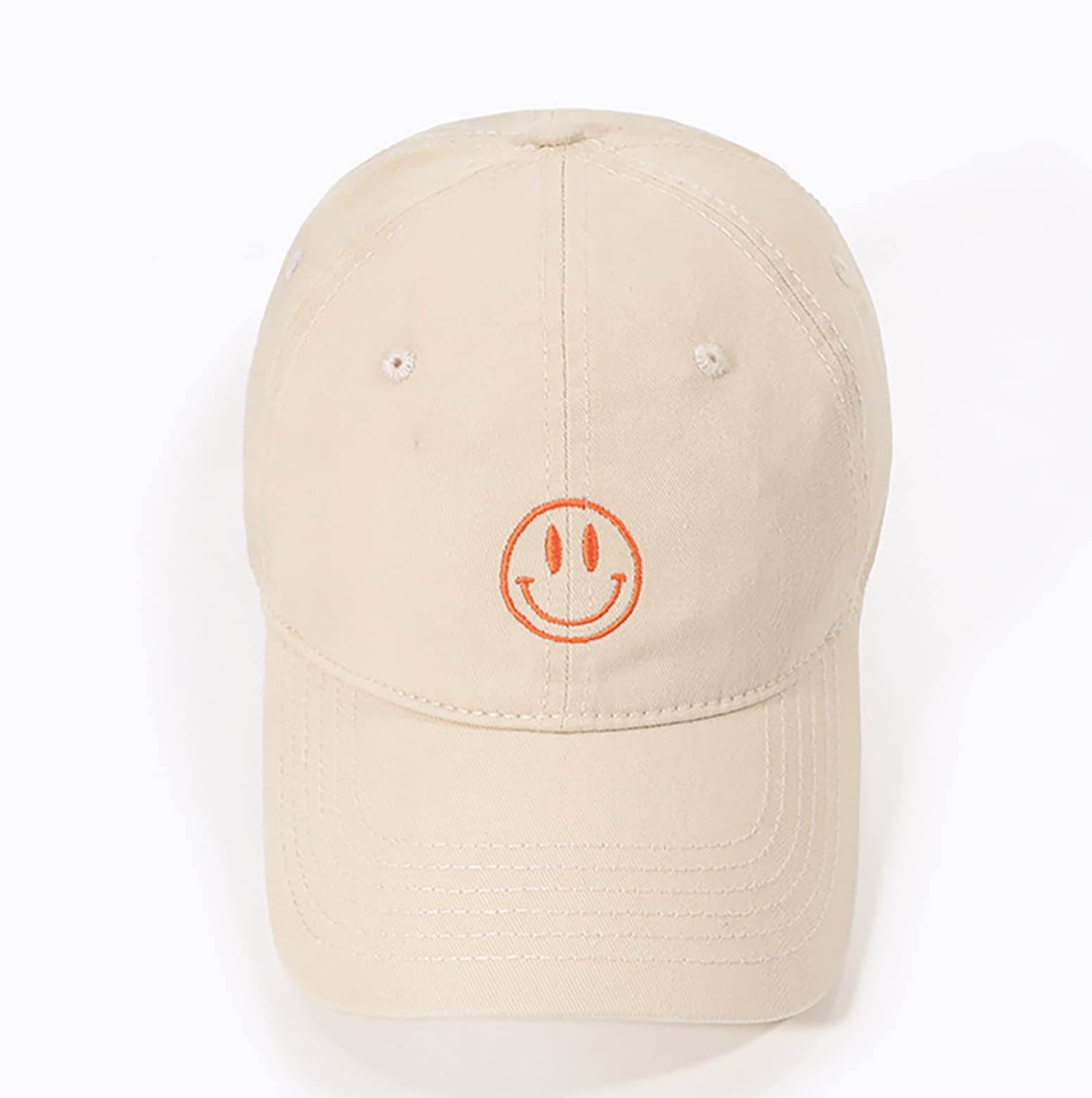 Cioatin Unisex Cute Embroidery Graphic Baseball Cap Distress Cotton Women Men Low Profile Dad Hat Sports Beige