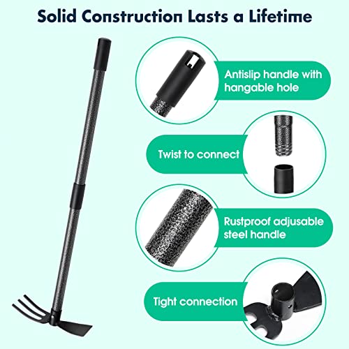 Garden Hoe and Cultivator, 31β Long Heavy Duty Hand Hoe with Tiller,2 Section Handle, Carbon Steel Blade, Cultivator Hoe Garden Tool for Loosening Soil, Digging