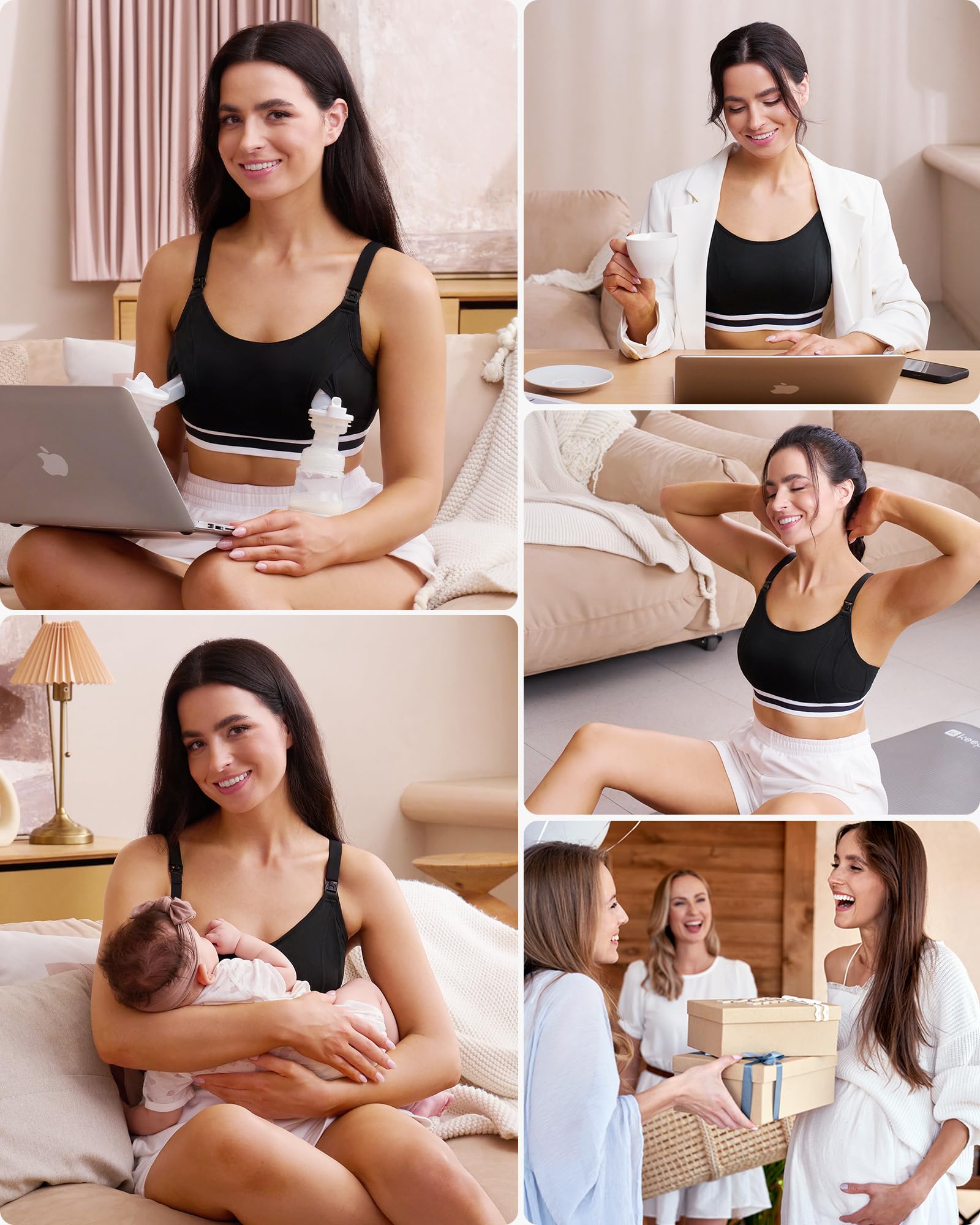 Momcozy Pumping Bra Hands Free, Upgraded Breast Pump Bra with Widened Band, Pumping Nursing Bra in One, Adjustable Straps Bralette