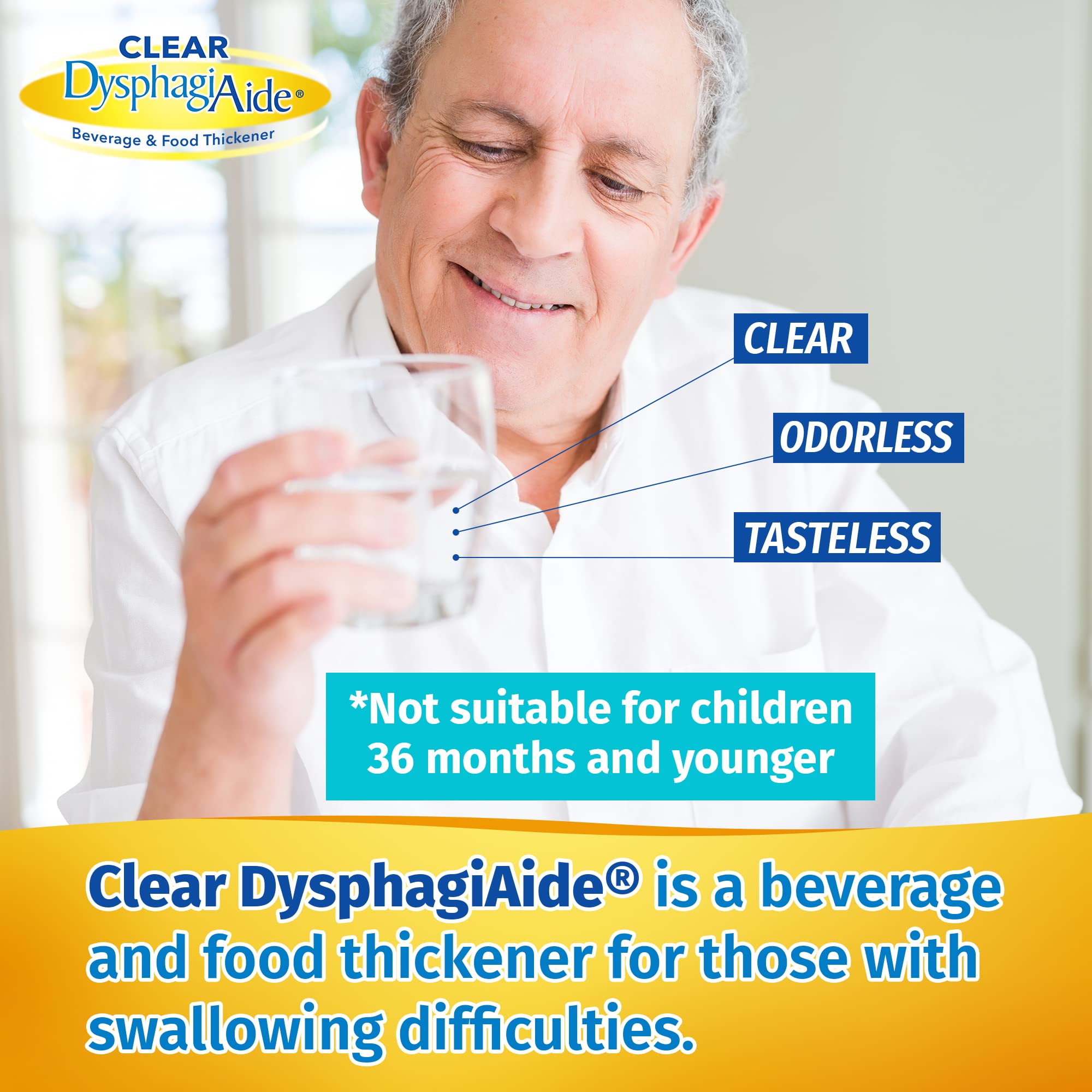 Clear DysphagiAide Thickener Powder - 180 Servings - Liquid and Drink Thickener for Dysphagia, (Nectar Thick Consistency and Honey Thick Consistency), Pack of 1