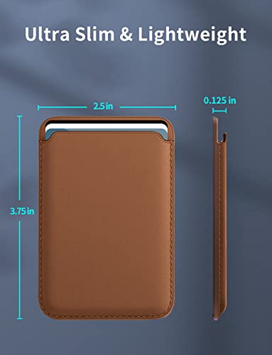 SONVICTY LIFE Magnetic Wallet for Apple MagSafe, Leather Mag Safe Wallet for Back of iPhone 13/13 Pro/Max and 12 Series, Magnetic Card Wallet Holder Compatible with Magsafe case, Brown