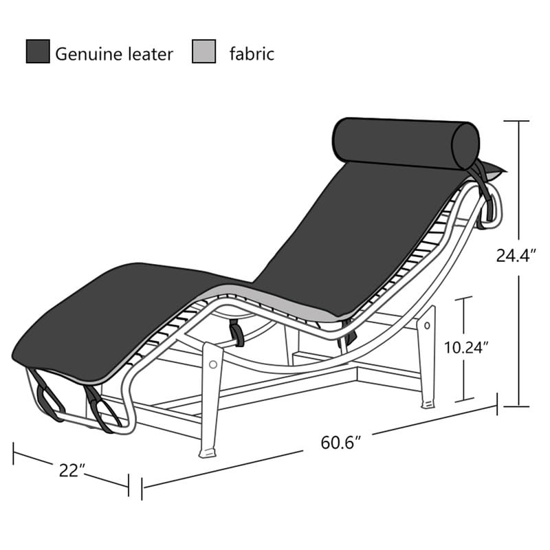 HuPoFun Le Corbusier Style LC4 Chaise Lounge Chair Reproduction - Brown & White Pony Leather
