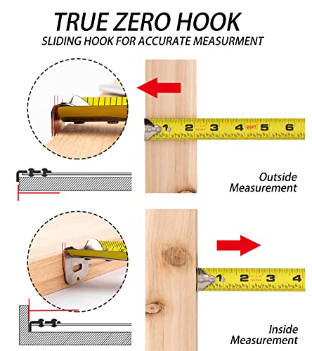 DOWELL Measuring Tape Measure 25ft Measurement Tape Steel Blade Shock Absorbent Solid Rubber Case Accurate Easy Read with Fractions 1/8 for Construction Contractor Carpenter Architect Woodworking (1)