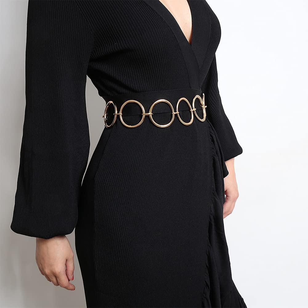 Circle Geometry Lady Body Chain Adjustable Tight Waist Chain Jeans Dress Waist Chain Gold