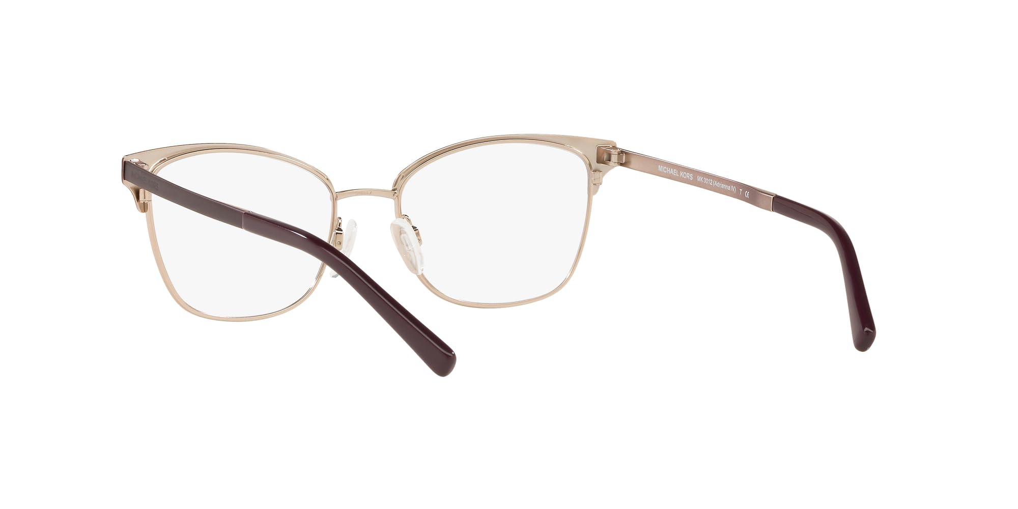 Michael Kors Adrianna IV MK 3012 1108 Matte Cordovan Rose Gold Metal Cat-Eye Eyeglasses 51mm