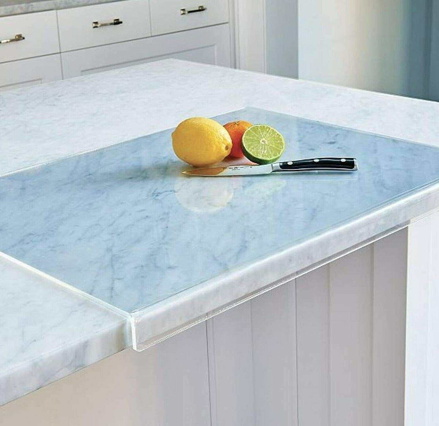 Clear Cutting Board for Kitchen, Acrylic Cutting Board for Kitchen Countertop, Countertop Protector with Lip with Non Slip for Home and Restaurant (1PC)