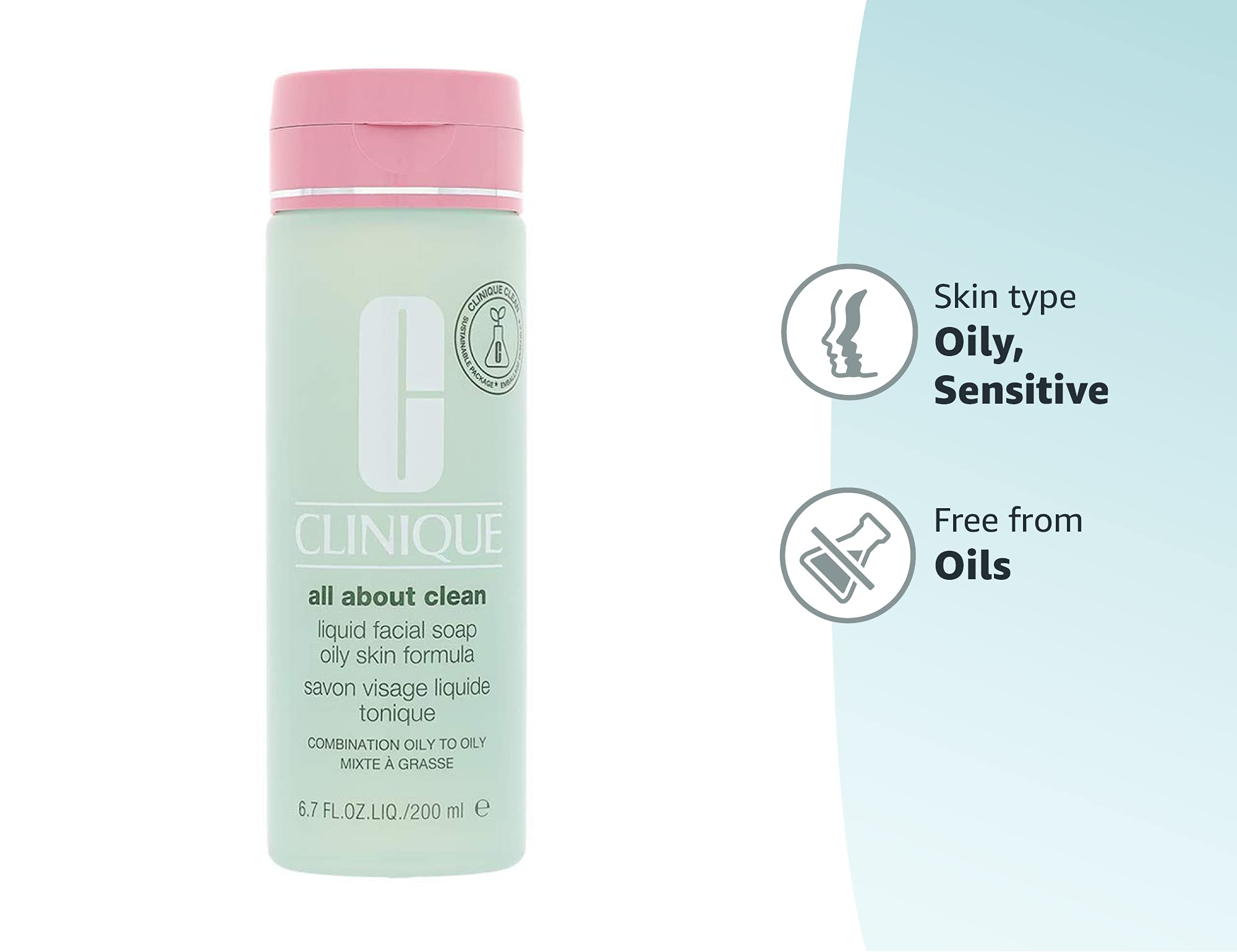 Clinique All about Clean Liquid Facial Soap Oily Skin, 6.7 Ounce