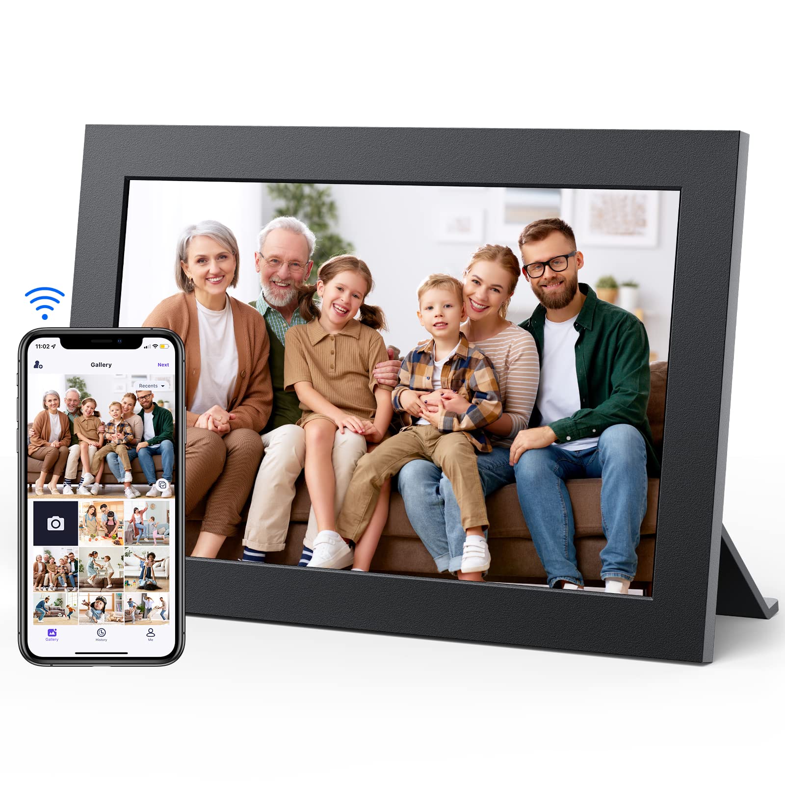 Digital Photo Frame with Alexa Built-in IPS HD WiFi 10.1'' Smart Digital Picture Frame, Touch Screen Display, 16GB Storage, Auto-Rotate, Easy Setup to Share Photos and Videos via App from Anywhere