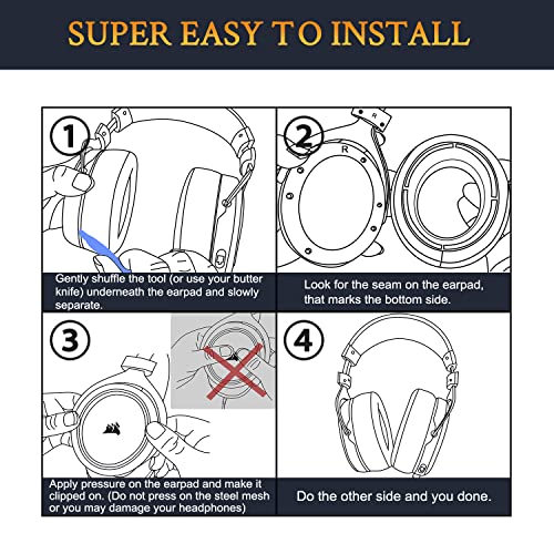 SOULWIT Cooling-Gel Earpads Cushions Replacement for Corsair HS75 XB HS70/Pro HS60/Pro HS50/Pro Gaming Headset/Headphones, Ear Pads with High-Density Noise Isolation Foam