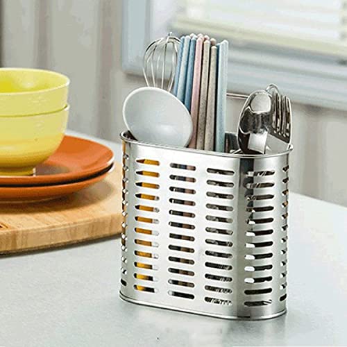 chopstick Utensil Caddy Utensil Holder， Mesh Stand Kitchen 2 Compartment Flatware Drainer， Spoon Storage Cutlery Forks Chopsticks Drying Rack Pen Holder holder