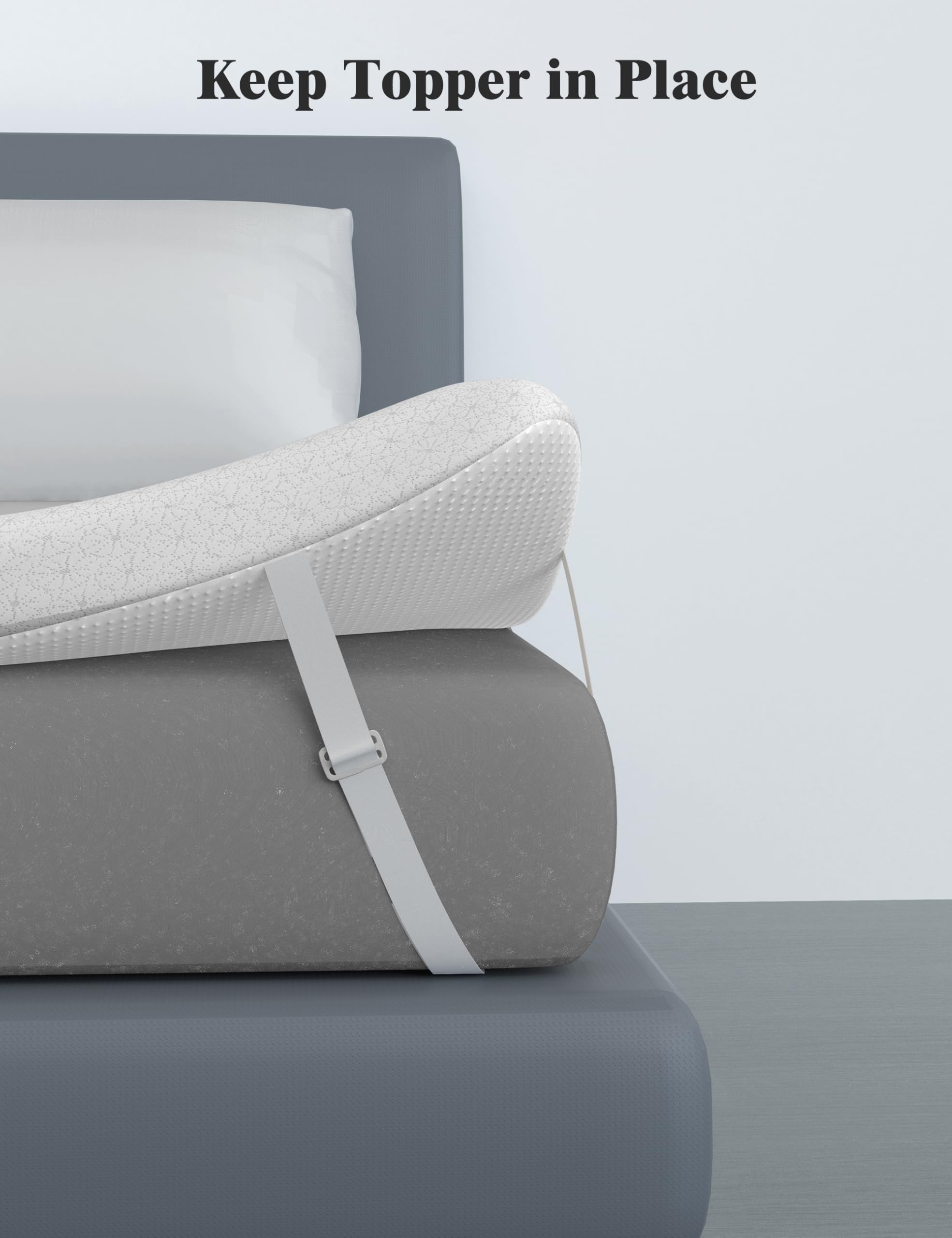 Ferlizer Waterproof 3" [King] Mattress Topper Cover Ultra Soft & Corner Straps, CertiPUR-US Certified, Grey