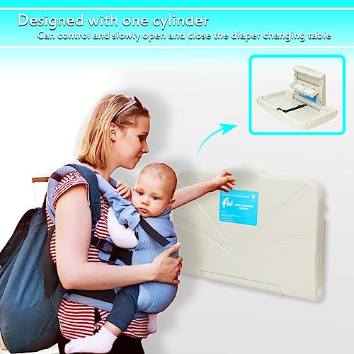 Wall Mount Baby Changing Station in Commercial Bath, Wall Mounted Diaper Changing Table with Seat Belt, Foldable Baby Changing Diaper Station,Diaper Changing Wall for Household and Commercial Bath