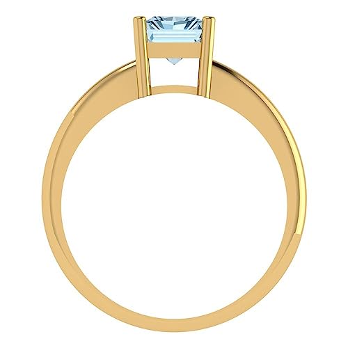 Clara Pucci 1.75ct Radiant Cut Solitaire Natural Aquamarine Engagement Wedding Bridal Promise Anniversary Ring 18K Yellow Gold Size 9.25