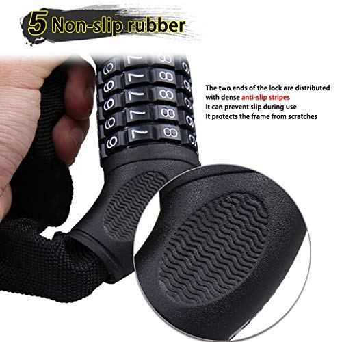 E Scooter Accessories for Adults for Coiling Bike Keyless 5-Digit Chain Lock Bicycles Combination Lock Bicycle Bike Accessories