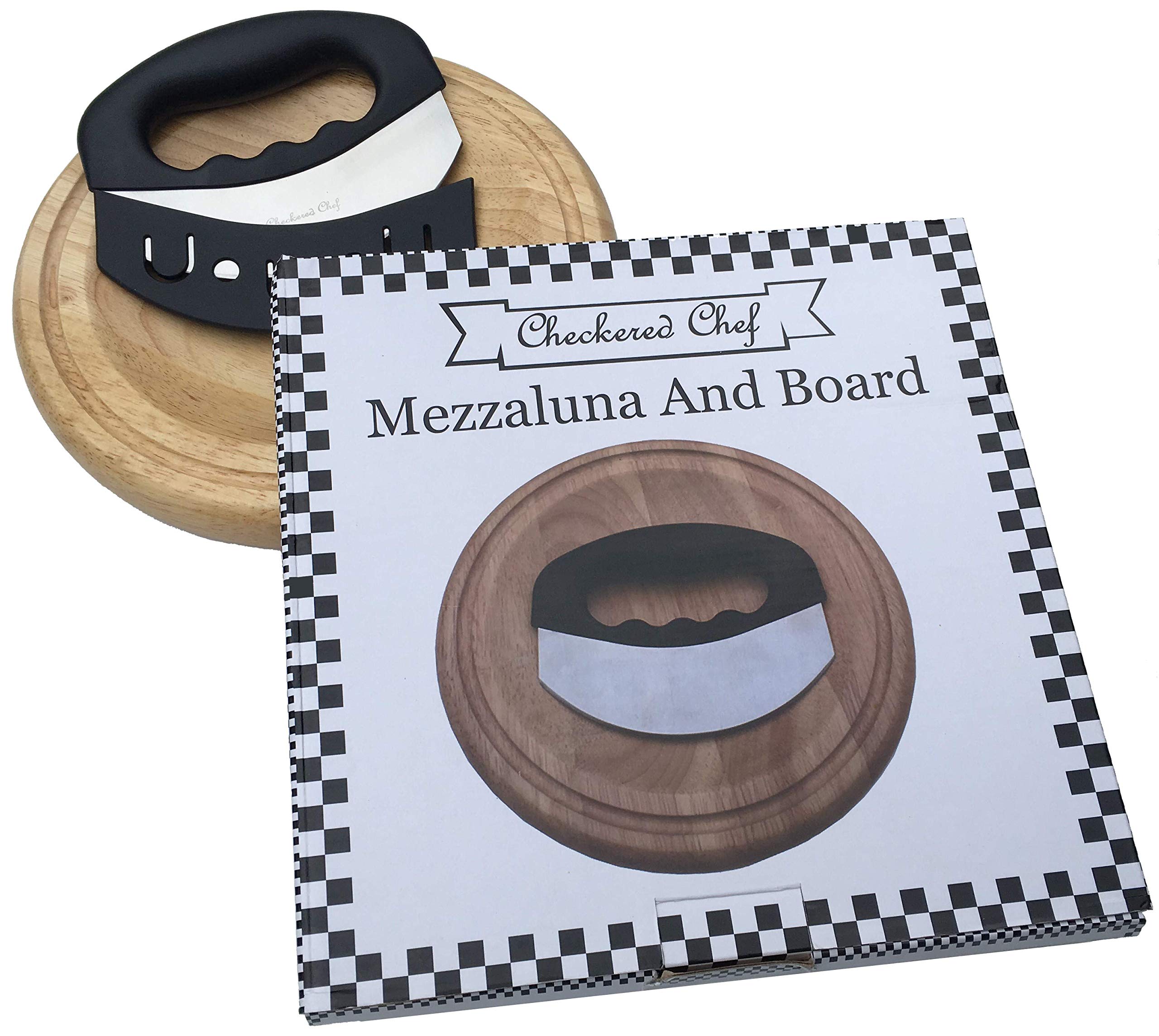 Checkered Chef Mezzaluna Knife Set with Cutting Board & Cover