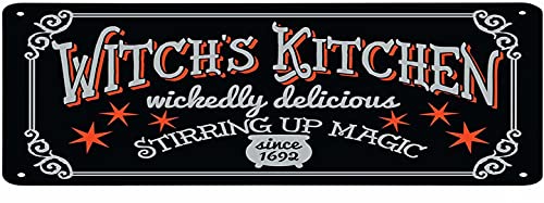 Tomlinsony Witch Decor Tin Sign Witch Magic Sign Halloween Sign Halloween Decoration Witch Sign Witch Decoration Halloween Magic Metal Signs Farm Bar 4x16 Inch, 4x16inch