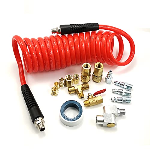 DP Dynamic Power 16-PC. Air Compressor Accessory Kit with 3/8" x 15 ft Coil Air Hose