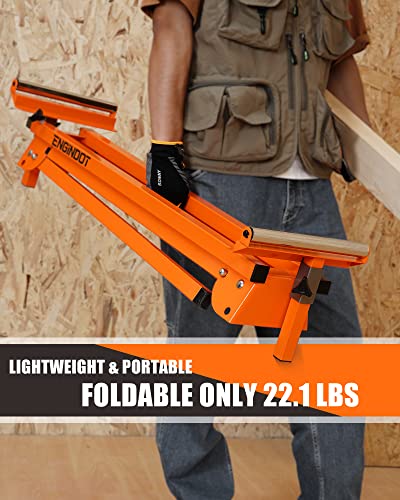 ENGiNDOT Miter Saw Stand with Durable Iron Skeleton frame, 21.6lbs Lightweight Saw Stand, 76-4/5'' Max Sliding Rail, Compatible & Portable, Quick to Install and Remove, Compatible with Most Brands