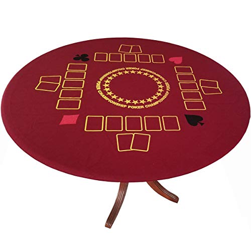 Championship Poker Felt Game Table Cover Stretches to fit up to 48 inches Casino Red