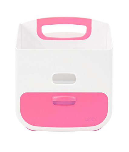 Ubbi Portable Diaper Changing Station + Diaper Storage Caddy Organizer with Changing Mat: Easily Stores Baby Diapers, Wipes + Baby Accessories - Pink