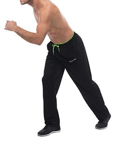 CENFOR Men's Sweatpant with Pockets Open Bottom Athletic Pants for Jogging, Workout, Gym, Running, Hiking, Training(Black,S)