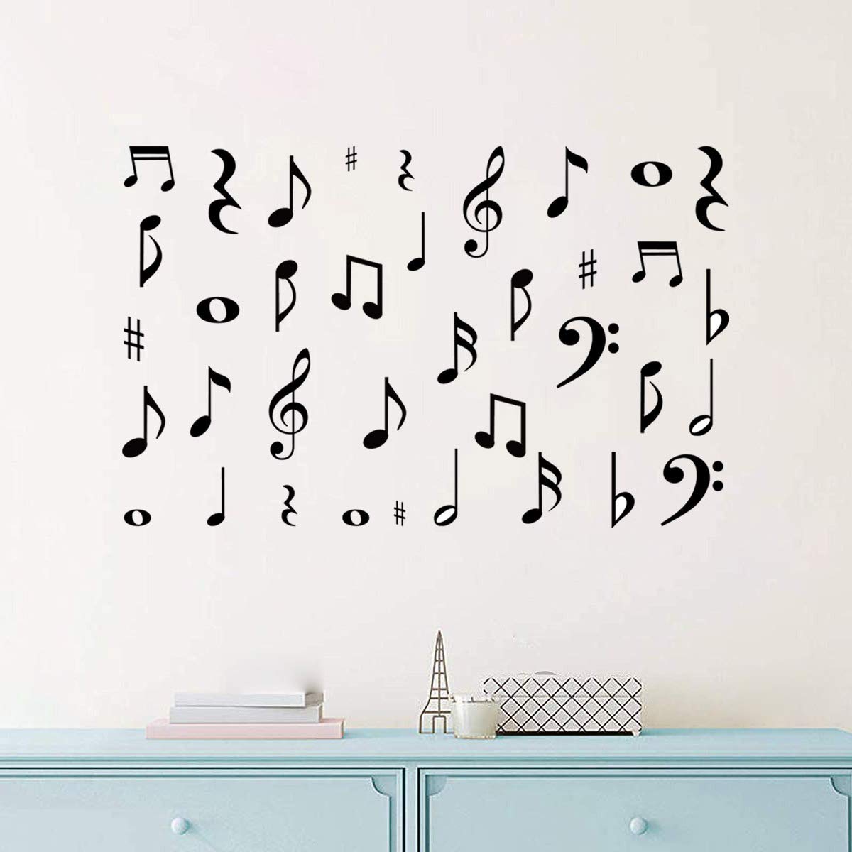 CHRIS Music Wall Decal Quote Musical Note Wall Decals Music Wall Stickers Quote Removable Vinyl Wall Decal for Classroom Recording Studio Decoration Home Decor